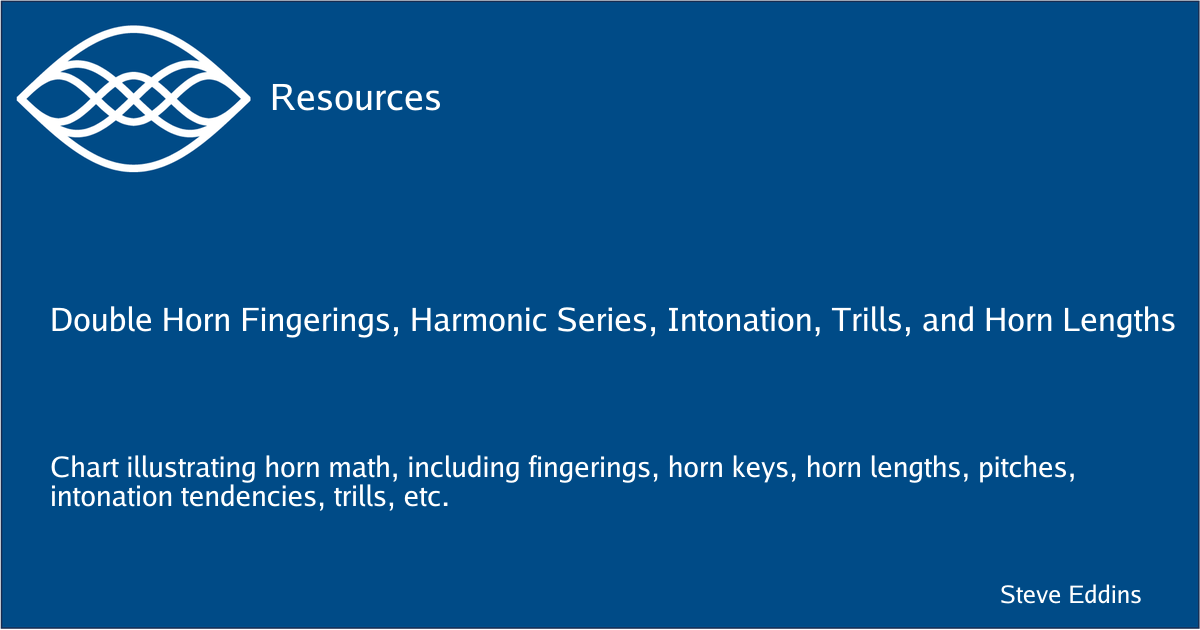 Double Horn Fingerings, Harmonic Series, Intonation, Trills, and Horn ...